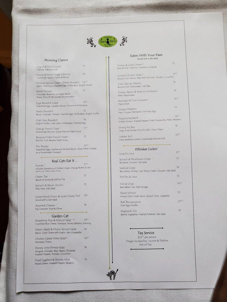 Menu at Chat Noir restaurant, Rockville Centre