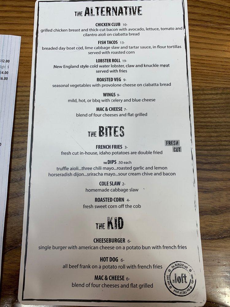 Carta del pub y bar The BURGER Loft, New City