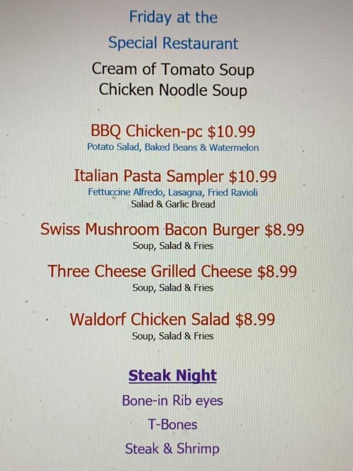 Menu at The Special Restaurant, Bellevue