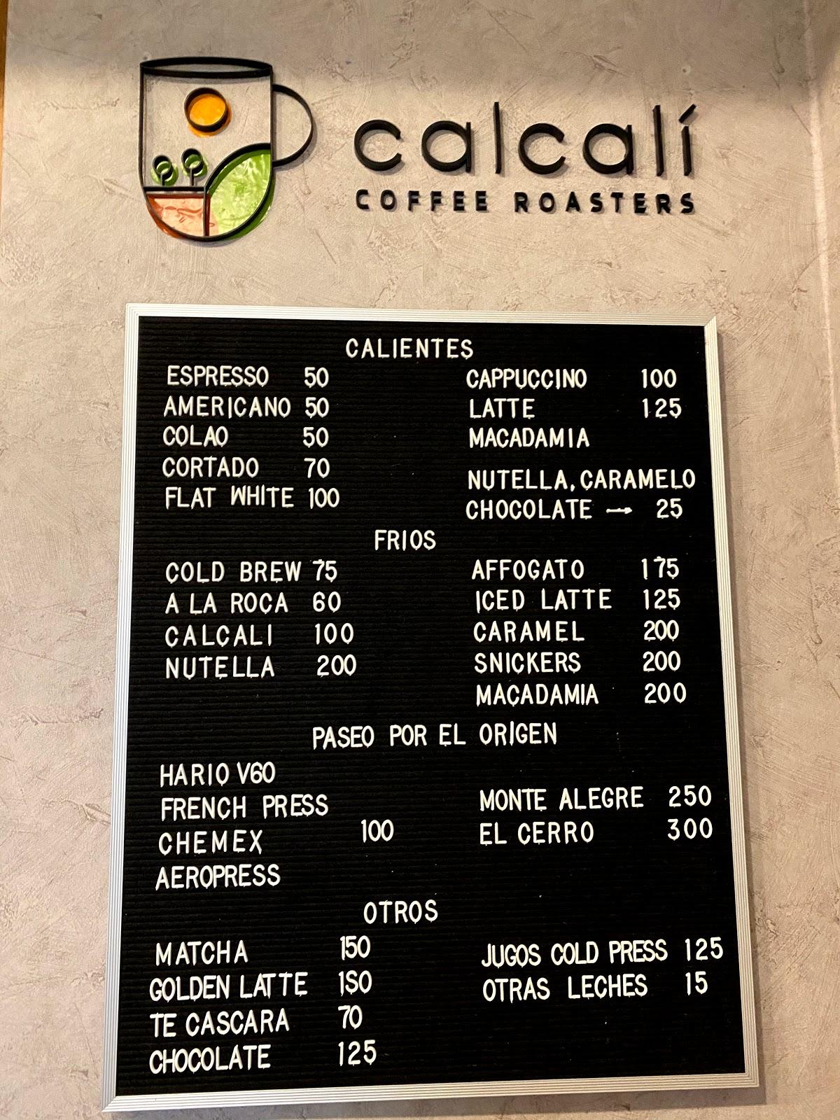 Menu at Calcalí Coffee - HOMS cafe, Santiago De Los Caballeros