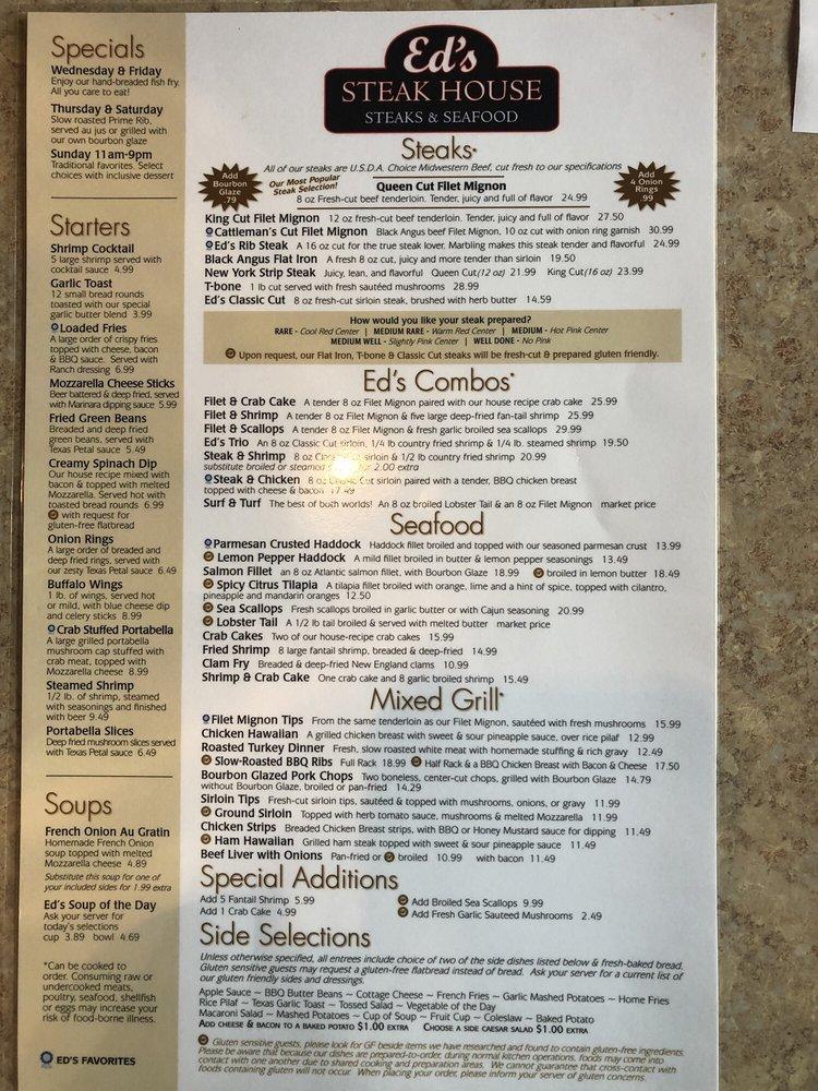 Menu at Ed's Steak House steakhouse, USA