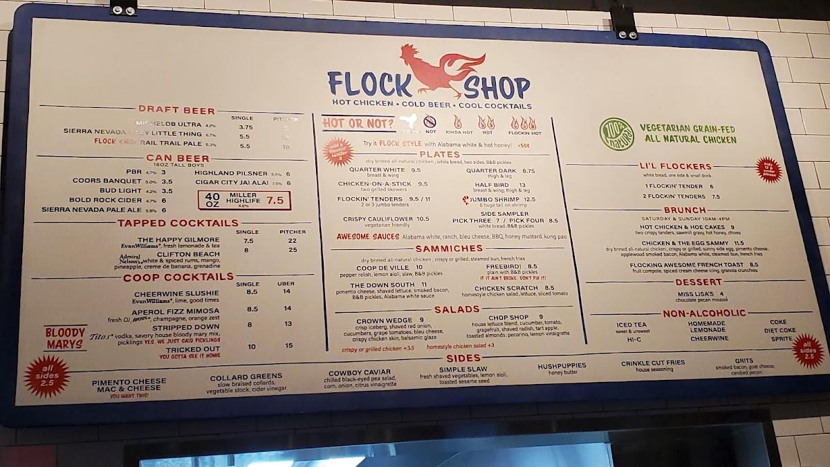 Menu at Flock Shop pub & bar, Spartanburg