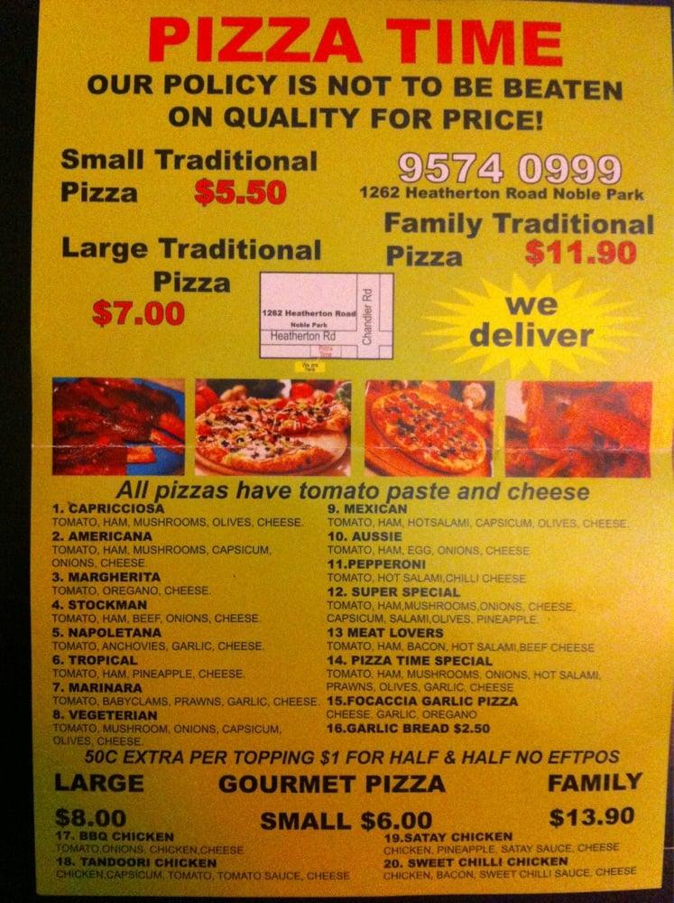 Menu at Pizza Time - Noble Park pizzeria, Noble Park, Heatherton Rd