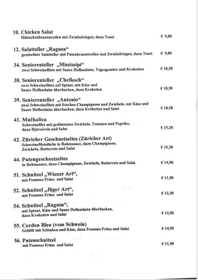 Speisekarte von Ragusa restaurant, Krefeld