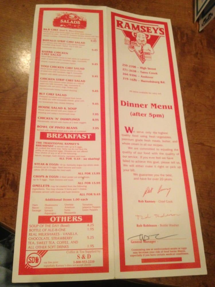 Menu at Ramsey's Diner - Harrodsburg Rd restaurant, Lexington, Old ...