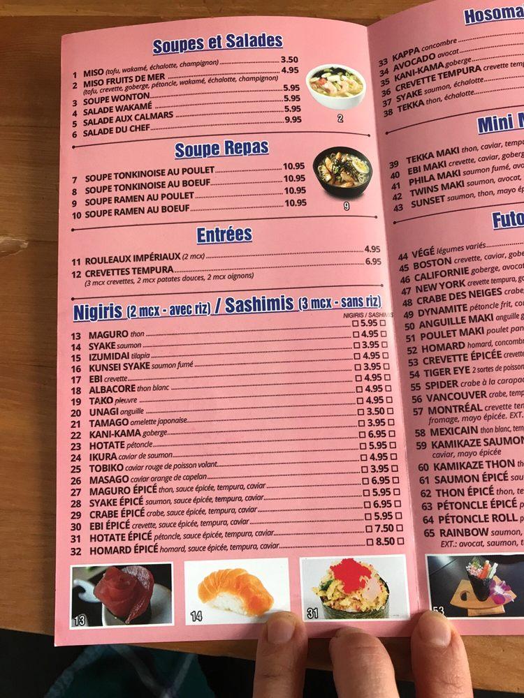 Menu at Toro Sushi Express restaurant, Beloeil