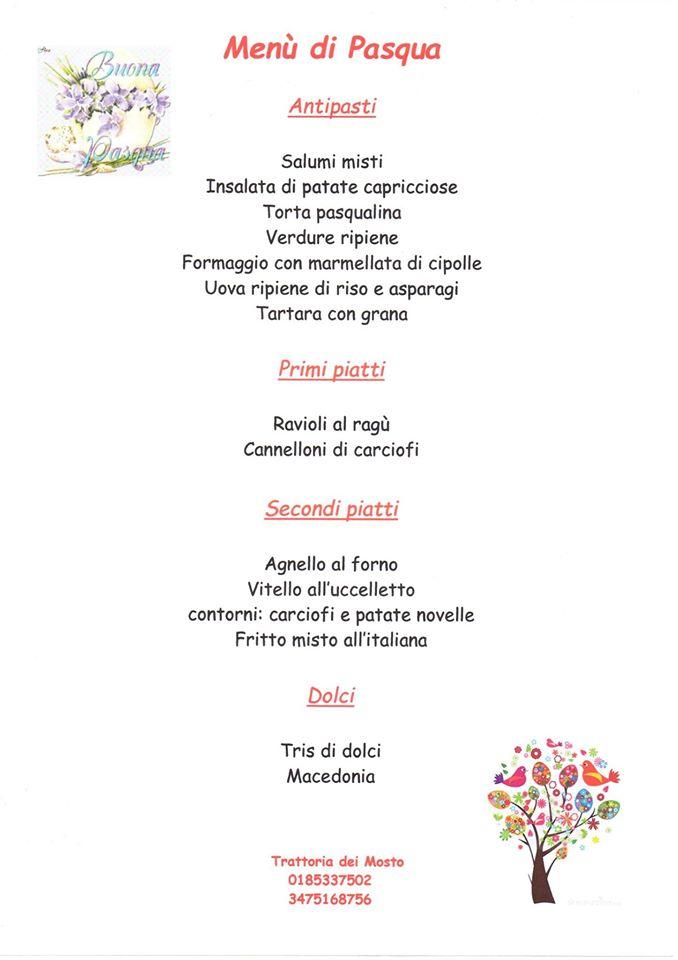 Menu da Antica Osteria dei Mosto ristorante, Conscenti