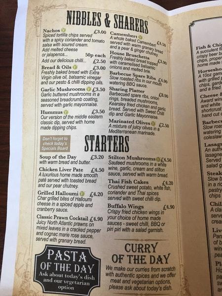 Menu at Unity Brook Inn pub & bar, Bolton, Unity Brook Inn
