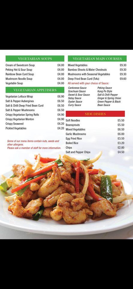 Carta de Peacock Inn Chinese Restaurant, Ormskirk