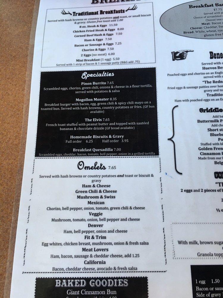 Menu at Pinon Café cafe, Payson