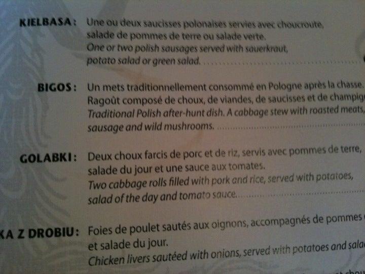 Menu at Stash Café, Montréal