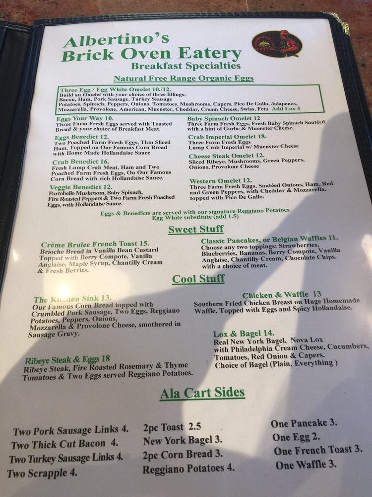 Menu at Albertino's Brick Oven Eatery pizzeria, Ocean City