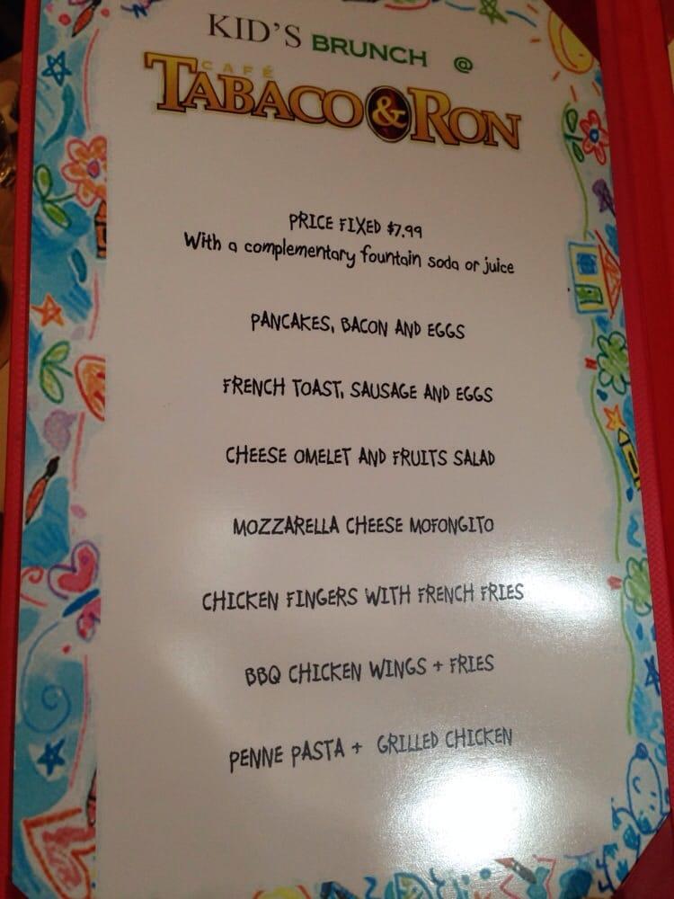 Menu at Cafe Tabaco & Ron, New York City