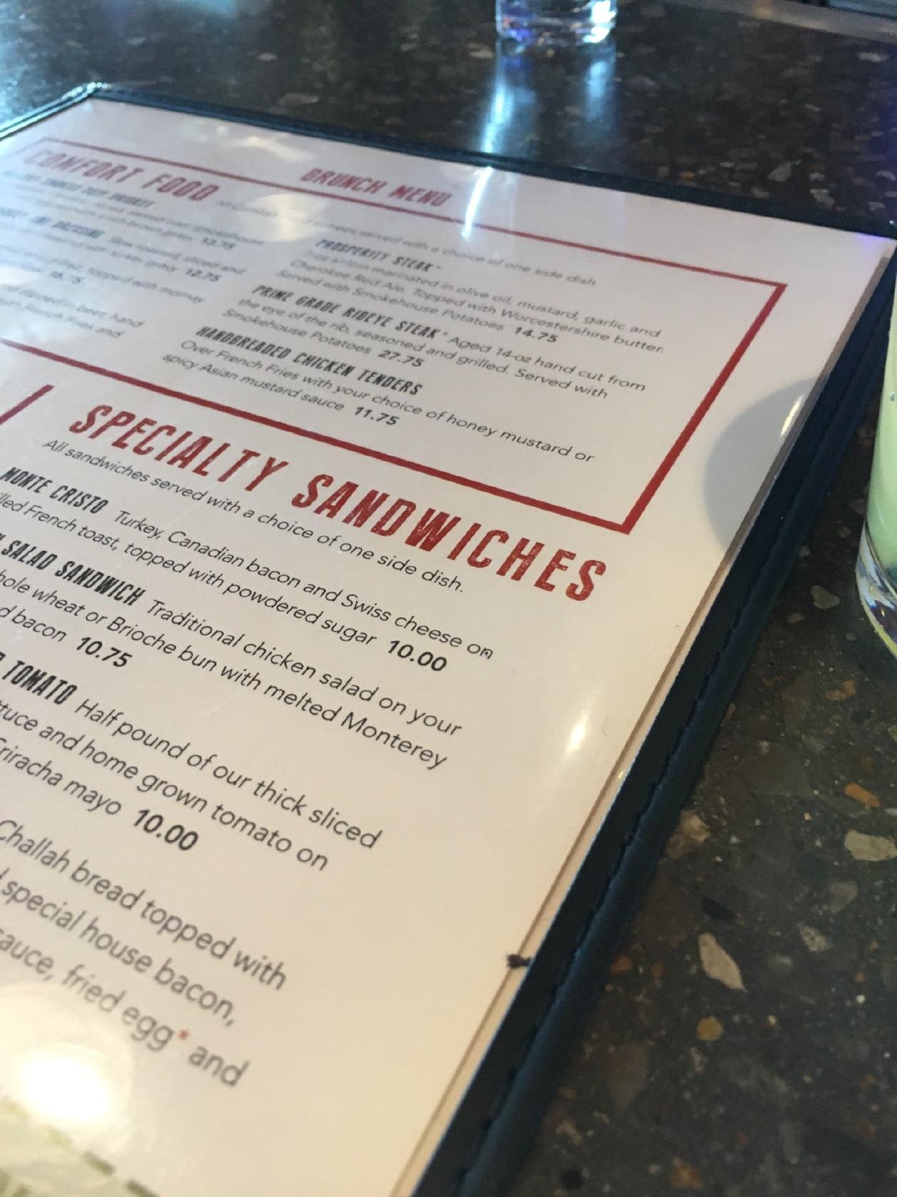 Menu at Corner16 restaurant, Knoxville, Bob Kirby Rd