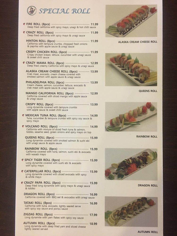 Menu at K & L Sushi restaurant, Hinton