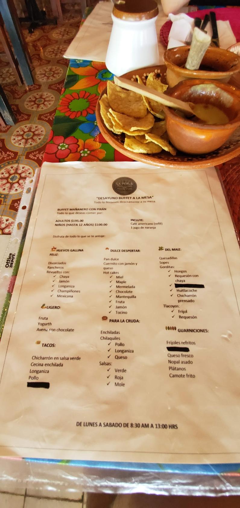 Menu at La Perla Pixan Cuisine & La Carboneria restaurant, Playa del ...