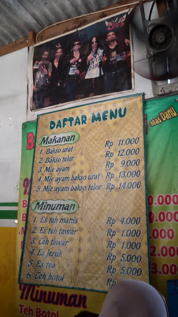 Menu at Mie Ayam Bakso Sumber Rejeki Mas Danu restaurant, Bekasi Regency