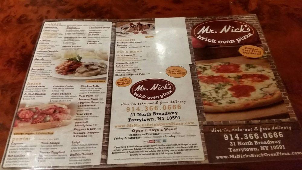 Menu at Mr. Nick's Restaurant, Tarrytown