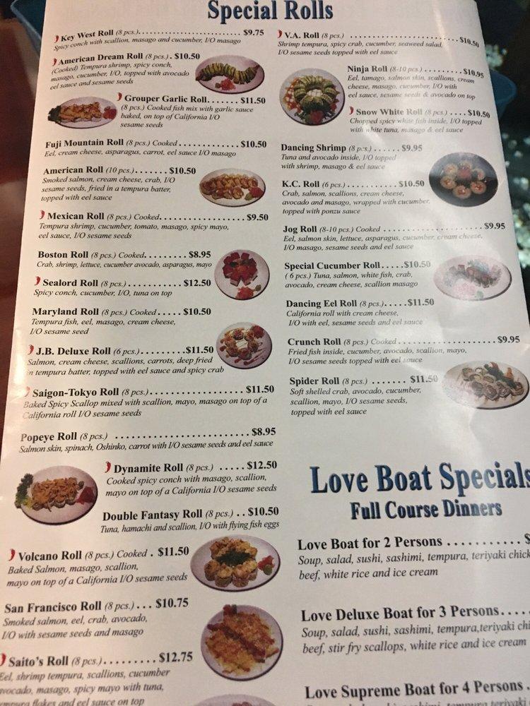 Menu at Saigon Tokyo Restaurant, Greenacres