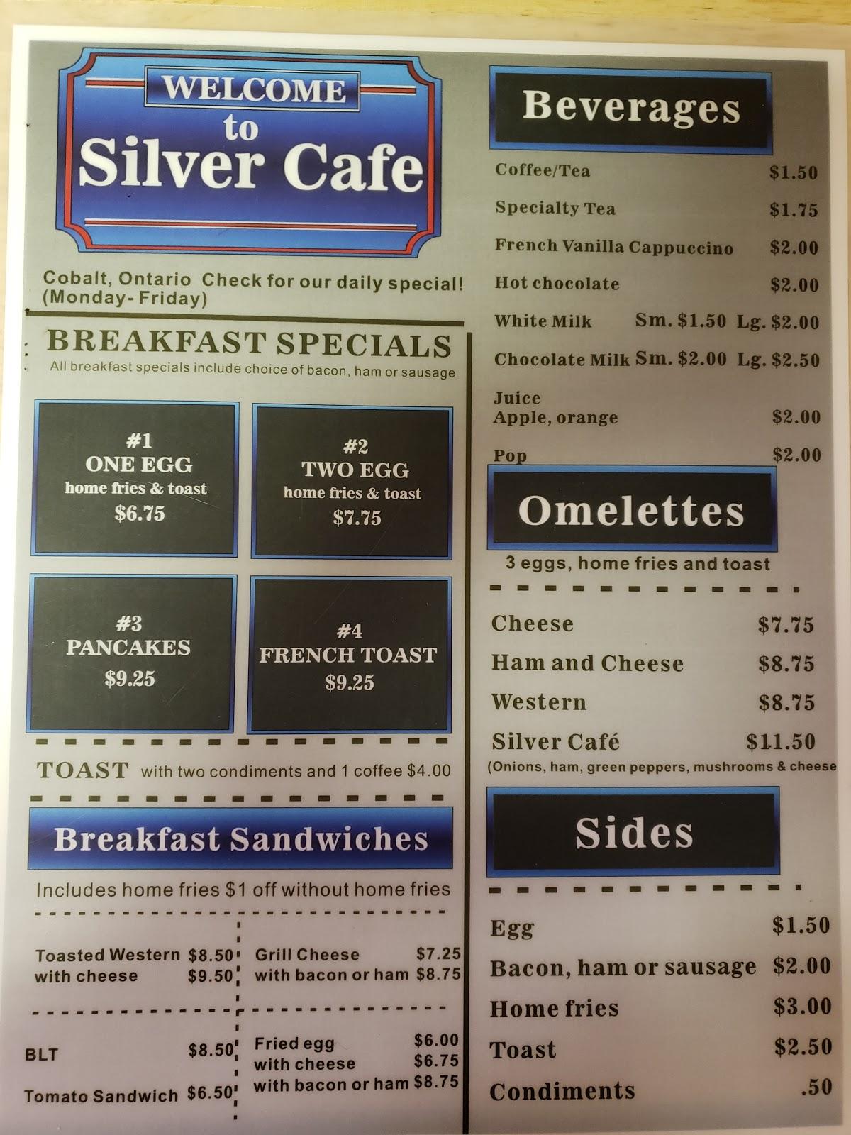 Menu at Silver Cafe Restaurant & PIZZA, Cobalt, 3 Prospect Ave