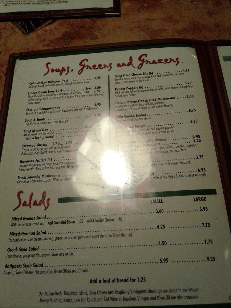 Menu at Villa Europa Restaurant and Lounge, Augusta