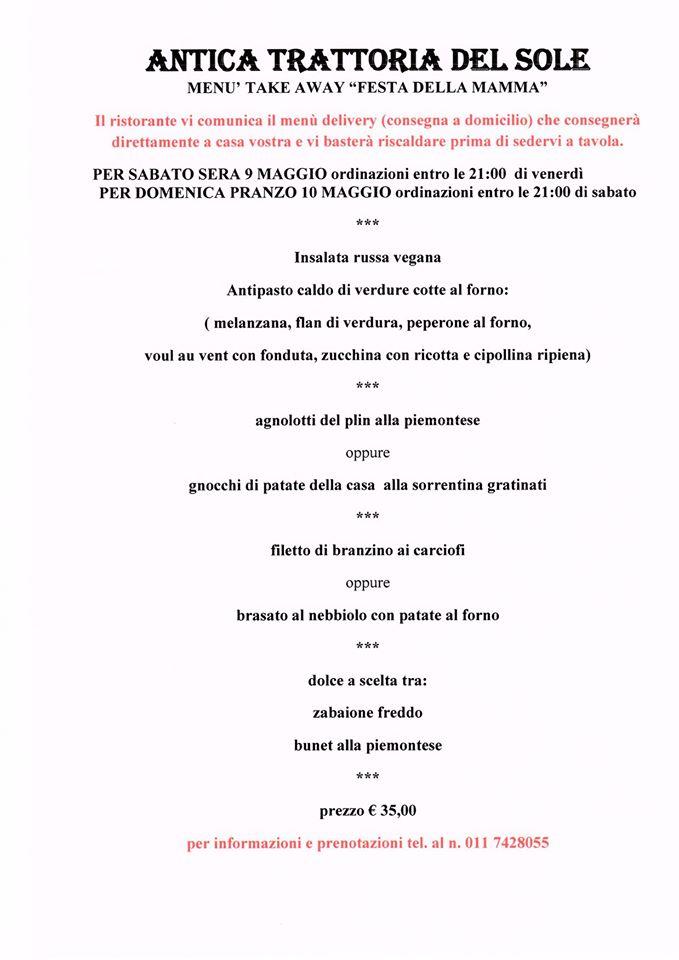 Menu da Antica Trattoria Del Sole ristorante, Torino