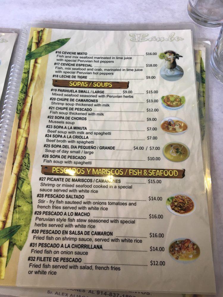 Menu at Bambu Restaurant & Steakhouse, Port Chester
