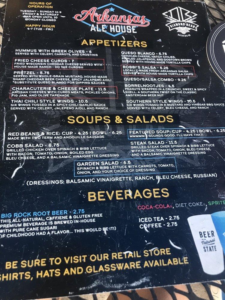Menu at Diamond Bear Brewing Co. pub & bar, North Little Rock