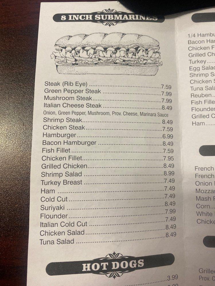 Menu at East Perry restaurant, Baltimore