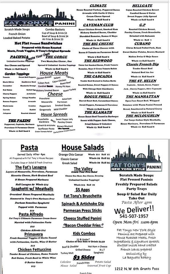 Menu at Fat Tony's New York Style Paninis Delivery & Take Out ...