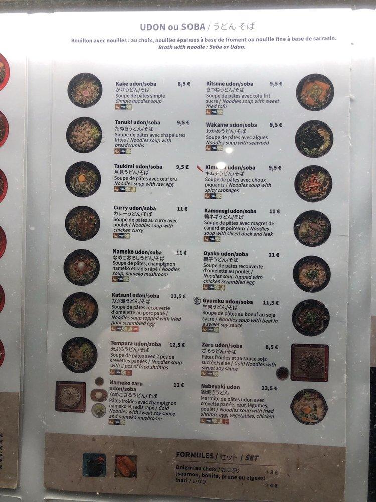 Menu at Kintaro café, Paris