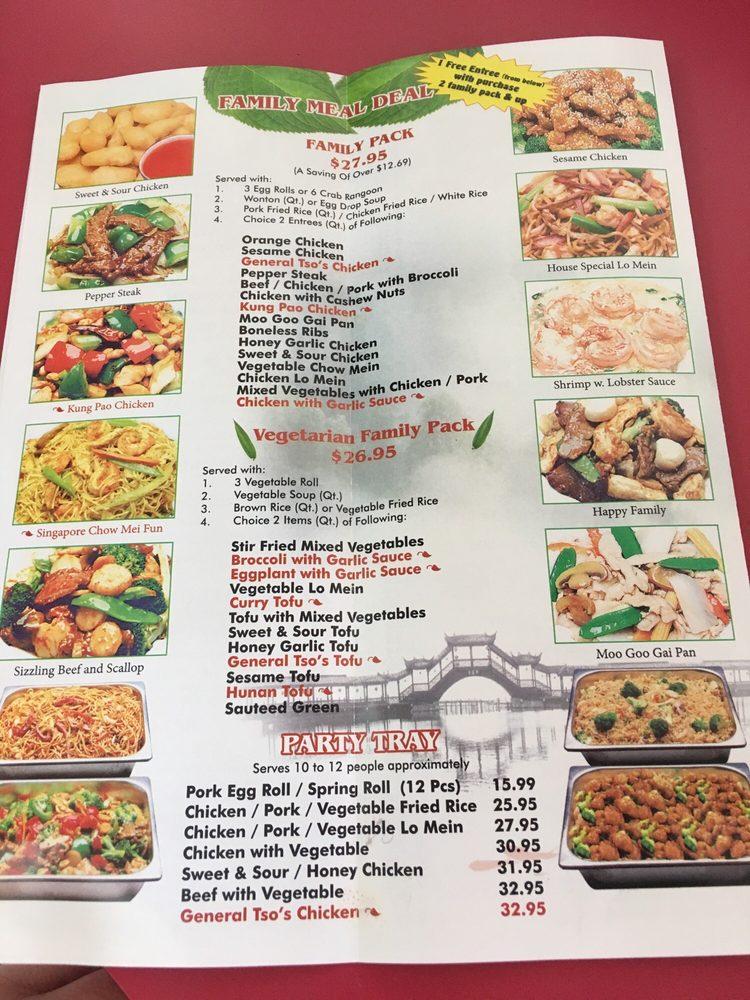 Menu at Mr. Chang's restaurant, Sunrise