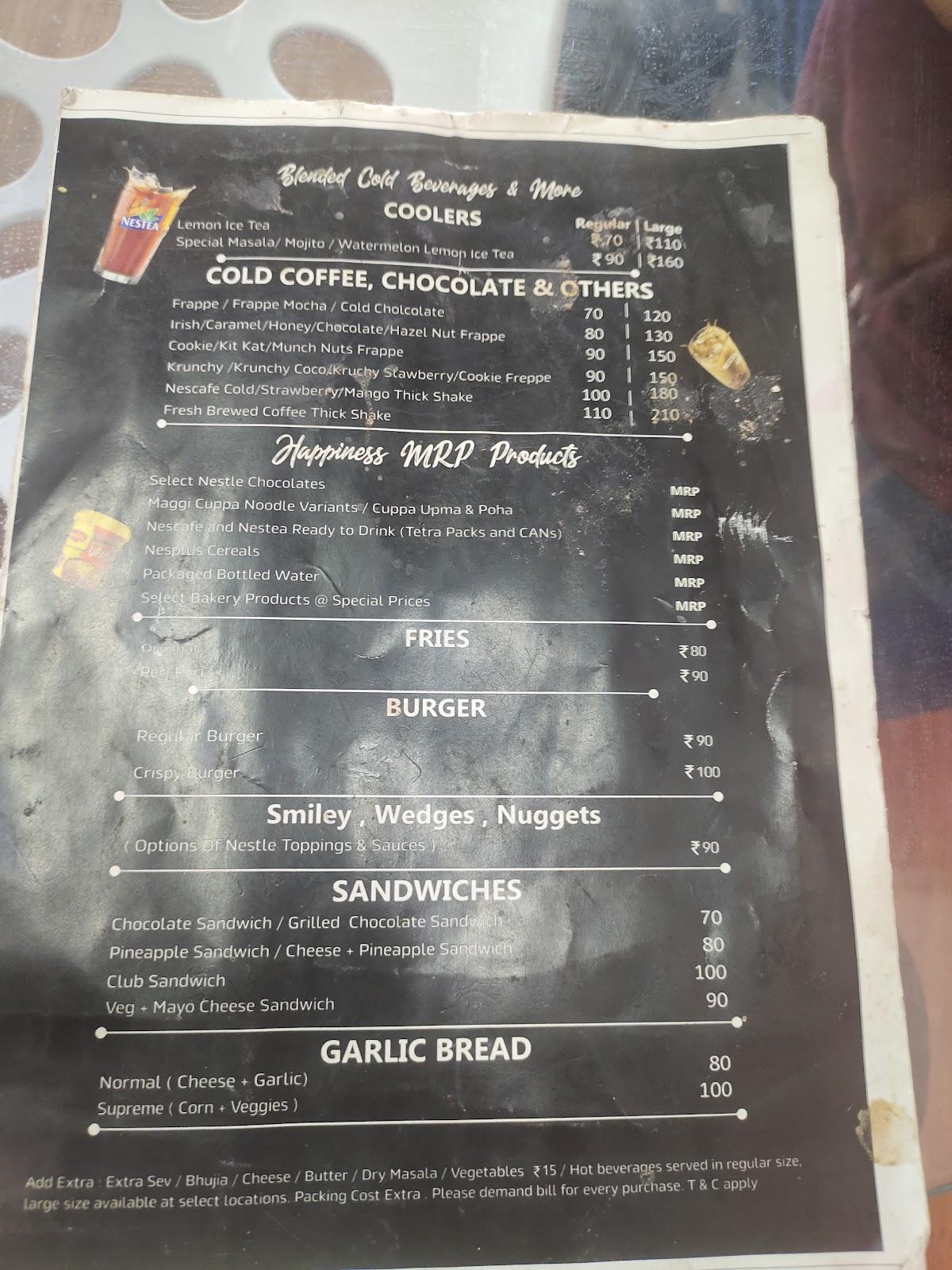 Menu at Nescafe Pal RTO, Surat
