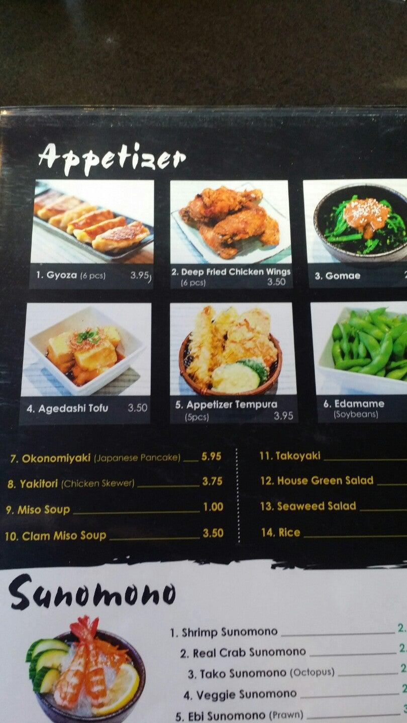 Menu at Sushi Man restaurant, North Vancouver