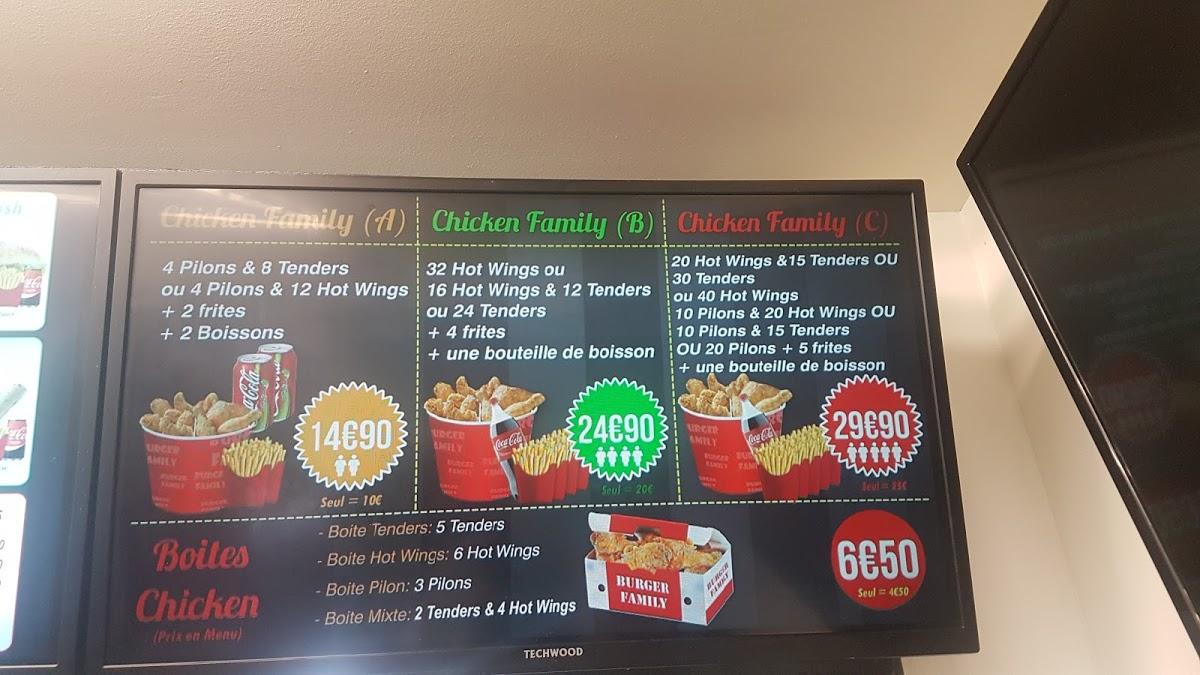 Menu at Burger Family restaurant, Lille