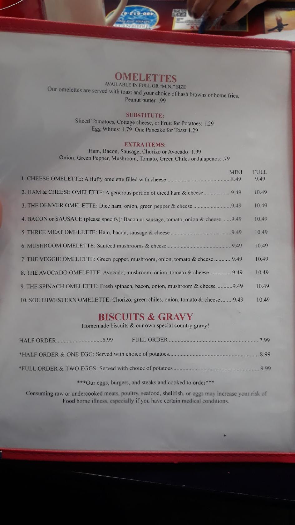 Menu at Cozy Corner Cafe, Mesa, E McKellips Rd #102