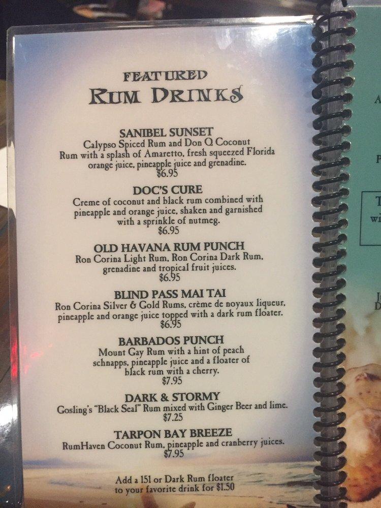 Menu at Doc Ford's Rum Bar & Grille, Sanibel, Island Inn Rd