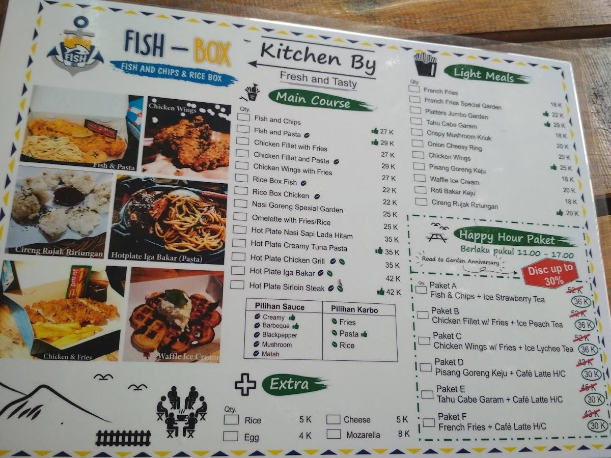Menu at Fish-box cafe, Bandung, area salon lohita
