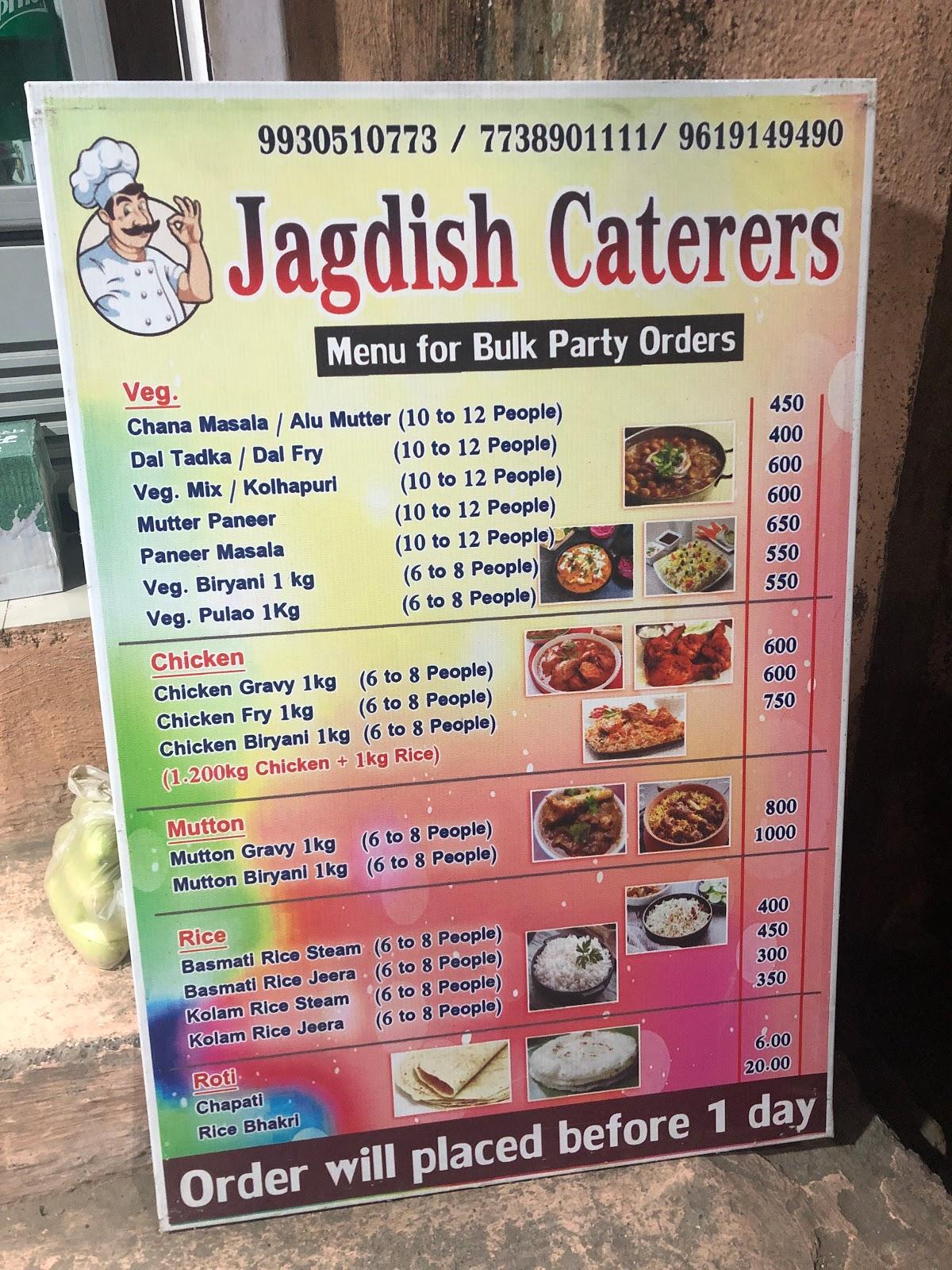 Menu at Jagdish Caterers Poli Bhaji kendra, Thane