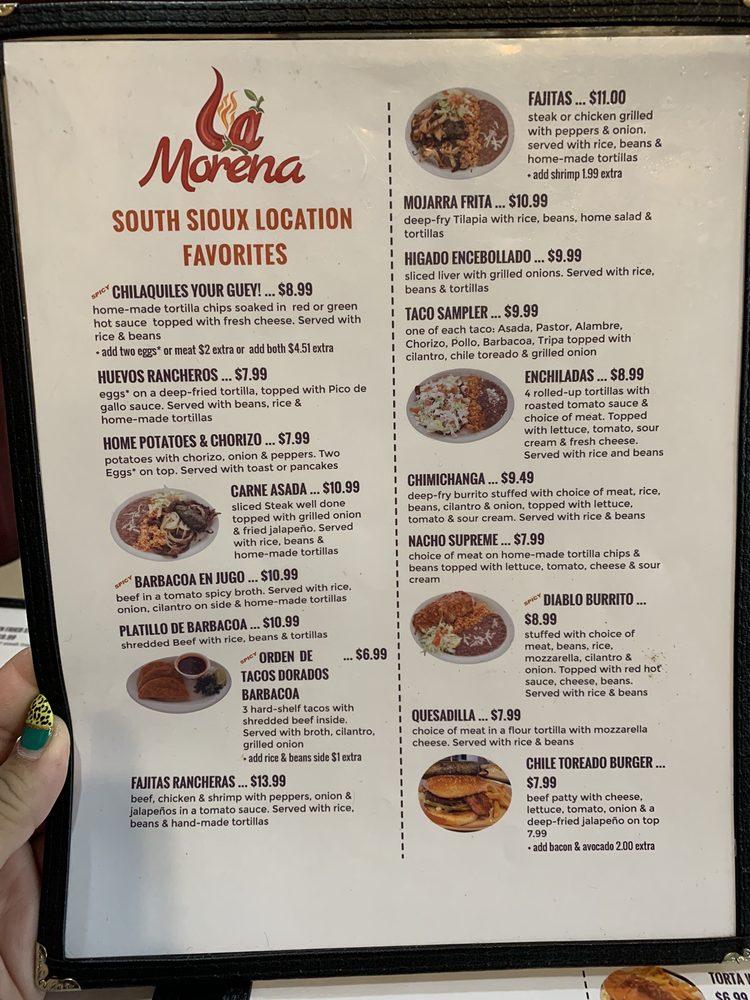 Menu at La Morena Good Morning restaurant, Sioux City