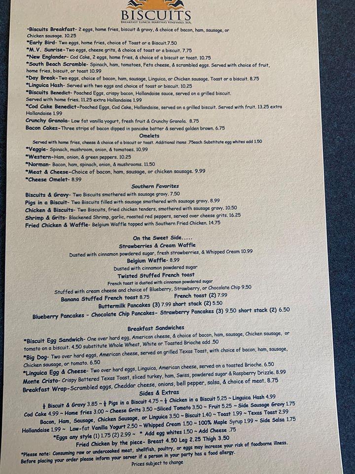 Menu at Martha's Vineyard Gourmet Cafe, Oak Bluffs
