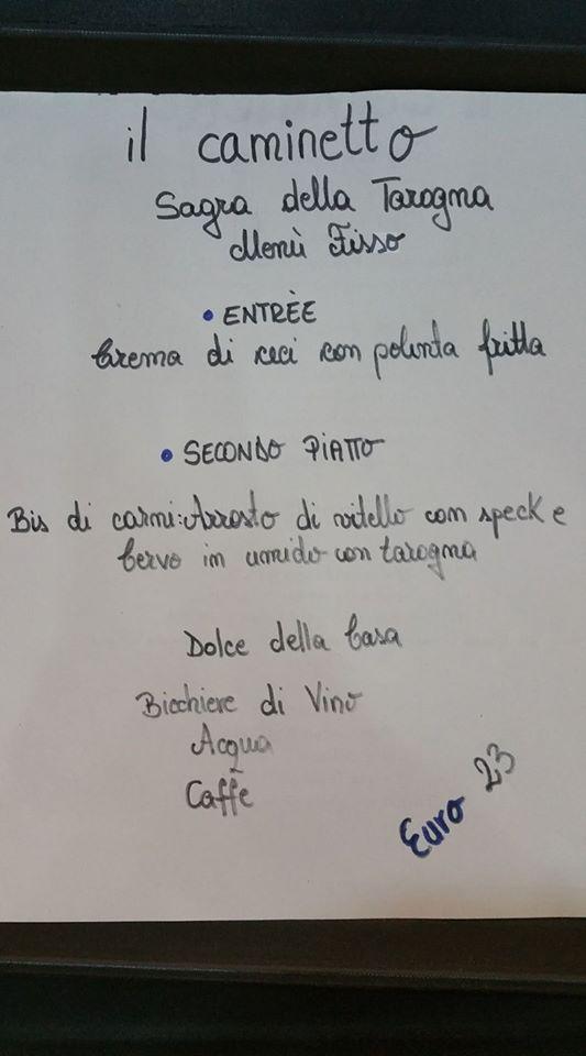 Menu at Il Caminetto pizzeria, Branzi