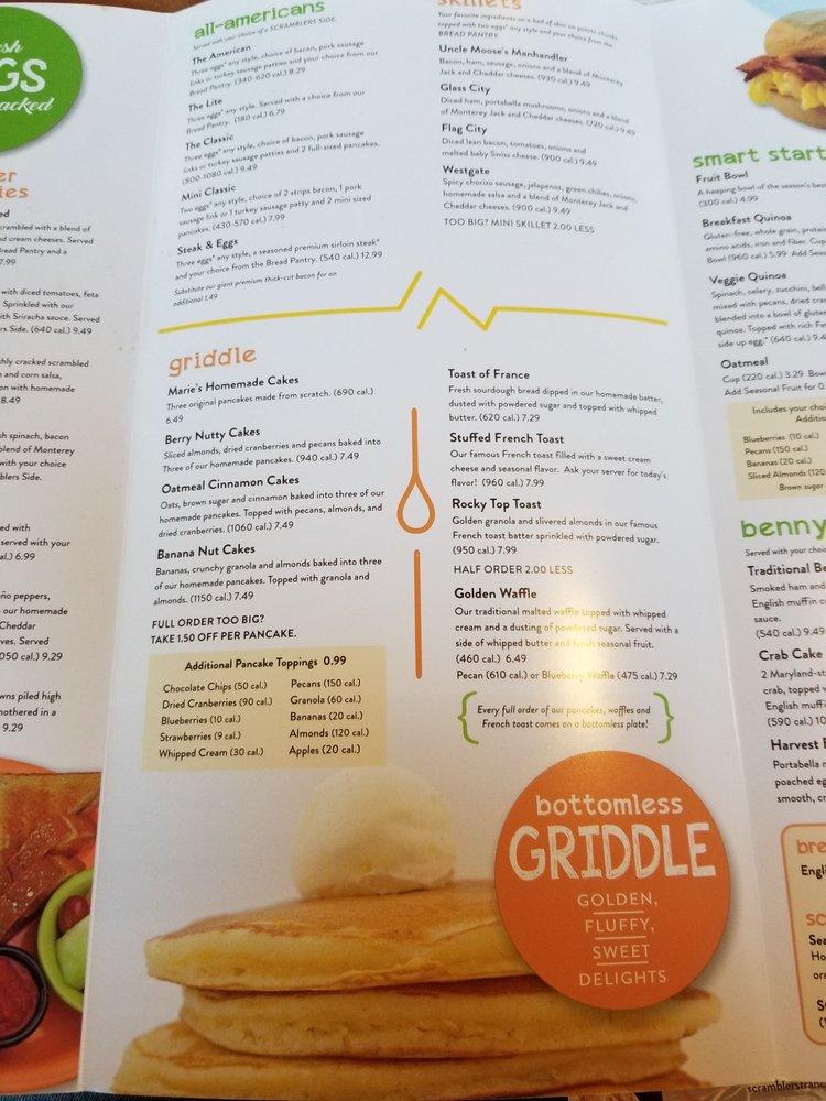 Menu at Scramblers restaurant, Perrysburg