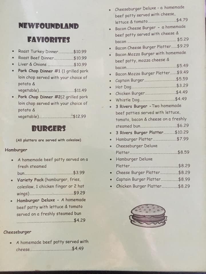 Menu at Three Rivers Country Kitchen restaurant, Badger