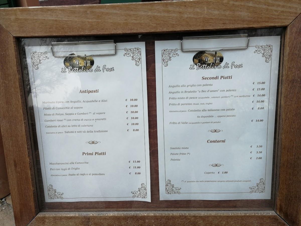 Menu da Il Bettolino di Foce ristorante, Comacchio