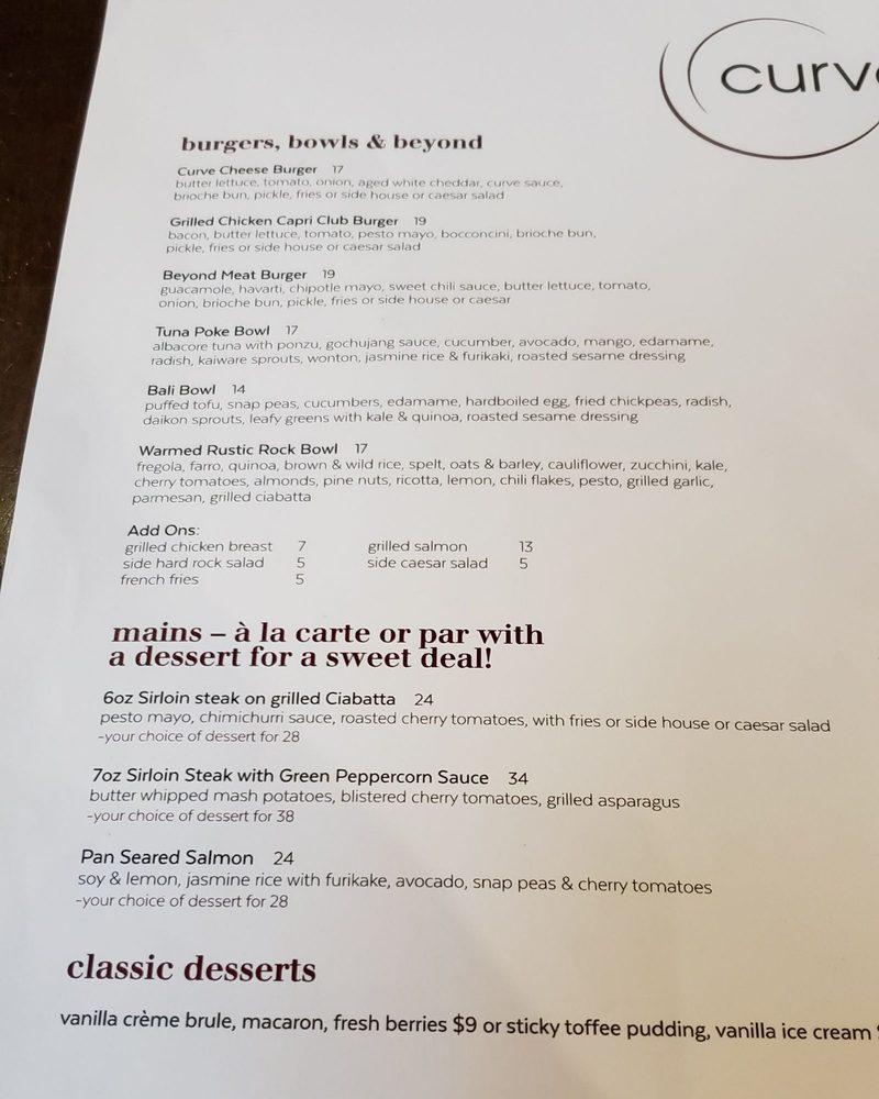 Menu at Curve Lounge pub & bar, Richmond
