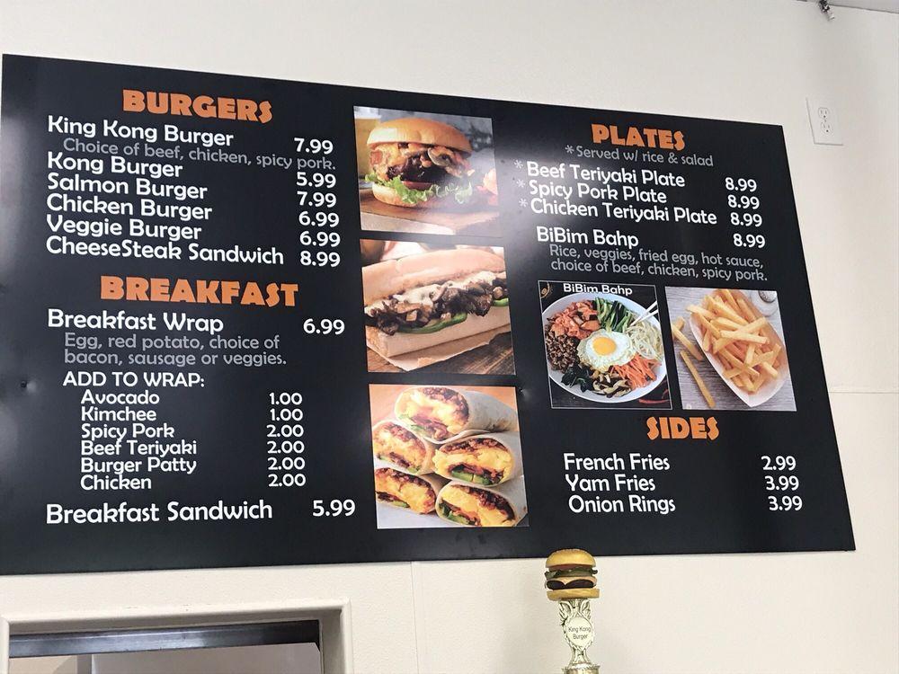 Menu at Kong's Burger & Cafe, Watsonville