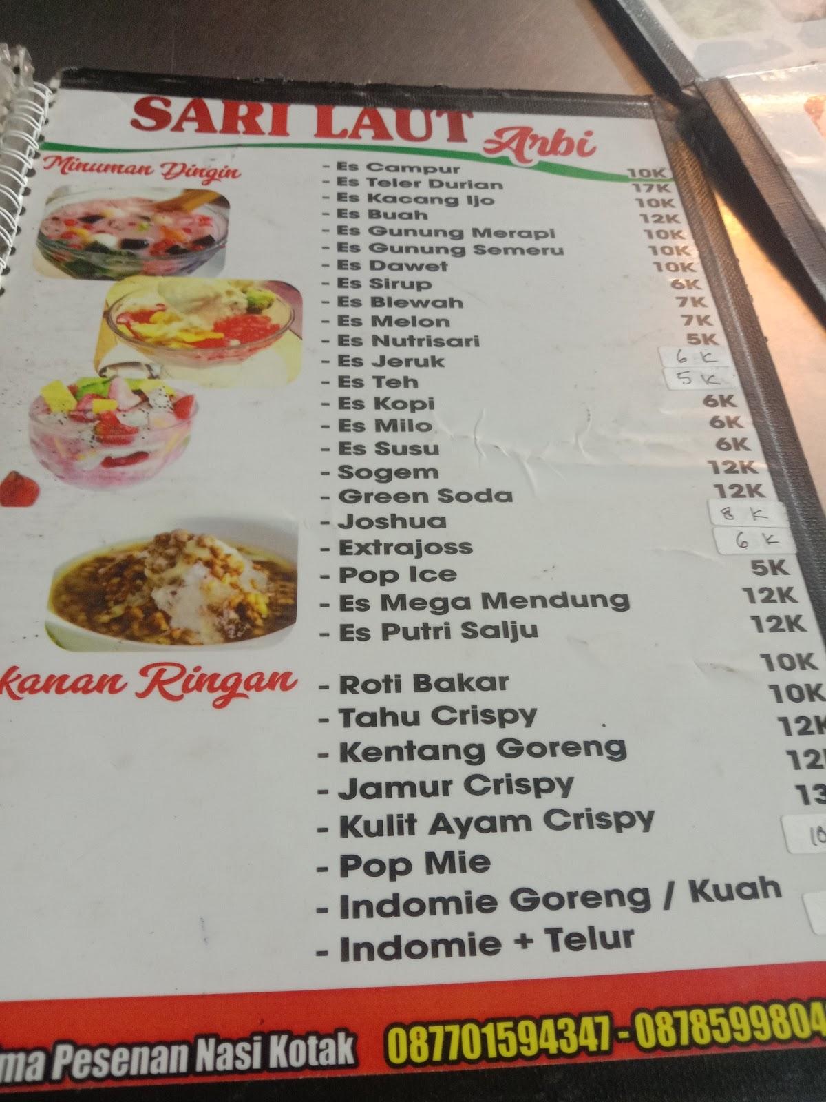 Menu at SARI LAUT ARBY restaurant, Malang
