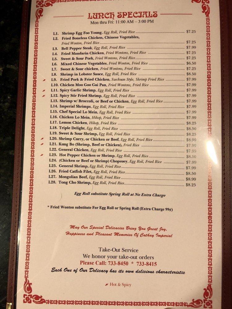 Menu at Cathay Imperial pub & bar, Metairie