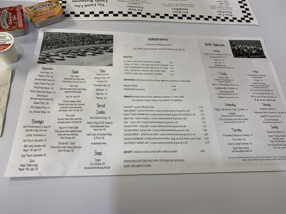 Menu at Finish Line Family Restaurant, Hillsdale